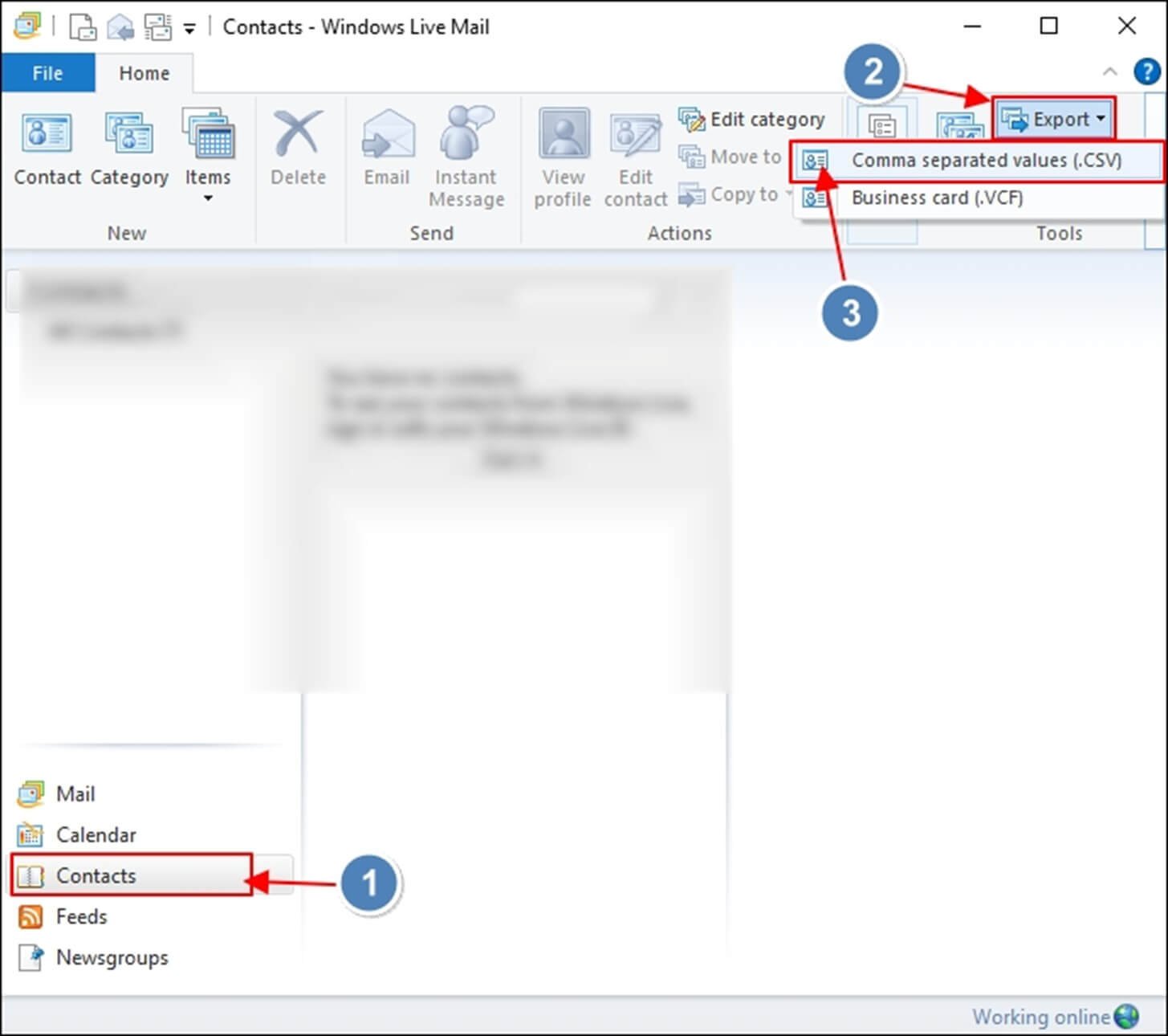 Export Contacts from Windows Live Mail to Outlook 2016