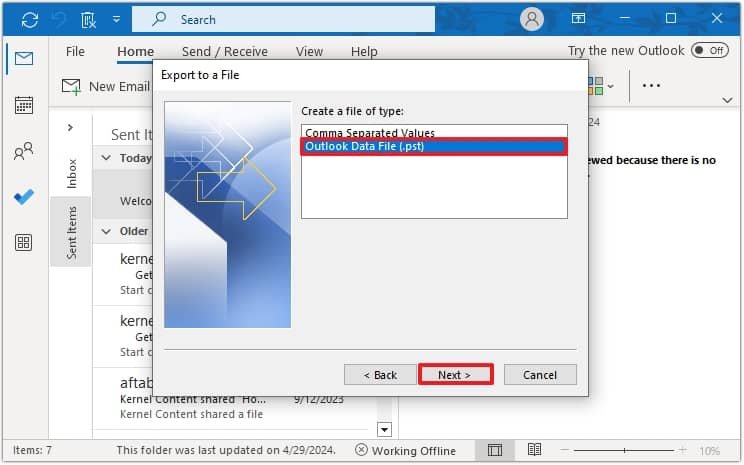 Export data from eM client to Outlook step by step process