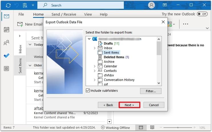 Export data from eM client to Outlook step by step process